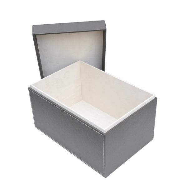 Quality Decorative Faux Leather Closet Storage Boxes With Lid Handcrafted MDF Frame for sale
