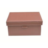 Quality Durable MDF Frame Brown Leather Look Storage Boxes With Lids Versatile Organizer for sale