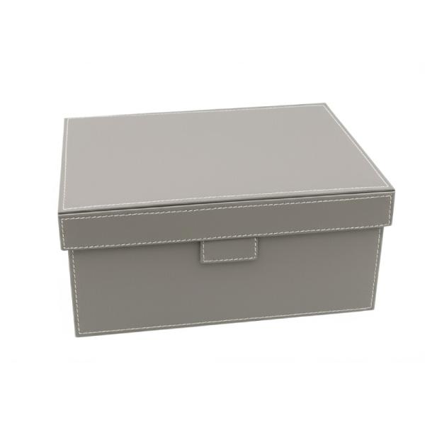 Quality Durable MDF Frame Brown Leather Look Storage Boxes With Lids Versatile Organizer for sale