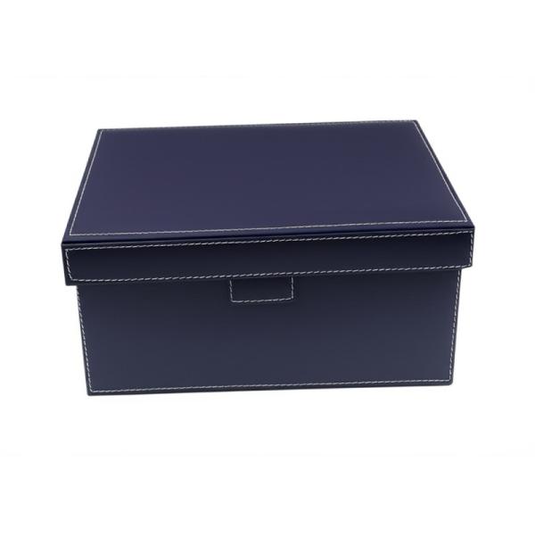 Quality Durable MDF Frame Brown Leather Look Storage Boxes With Lids Versatile Organizer for sale