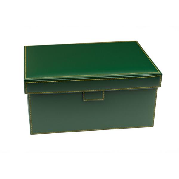 Quality Durable MDF Frame Brown Leather Look Storage Boxes With Lids Versatile Organizer for sale