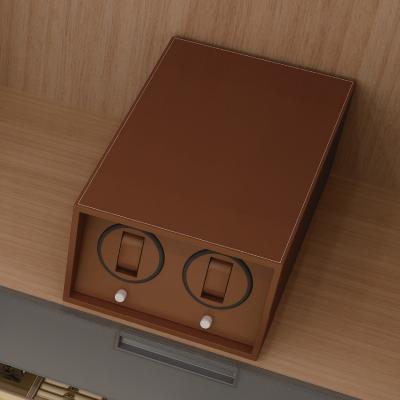 China Woodgrain MDF Base Dual Watch Winder Electric Watch Winder Box Bidirectional Rotation for sale