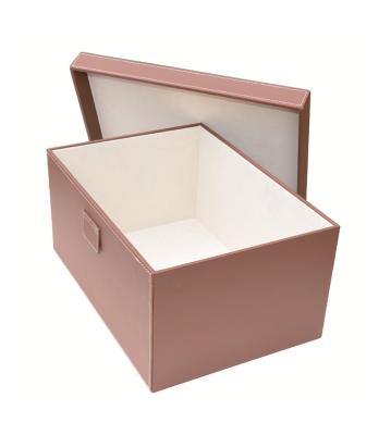 China MJMHD DG-H002 Dekorative Lagerkisten mit Deckel, Falschleder Schrank Organisation Behälter, handgefertigte elegante Lagerung für Garderobe Regal, Braun zu verkaufen