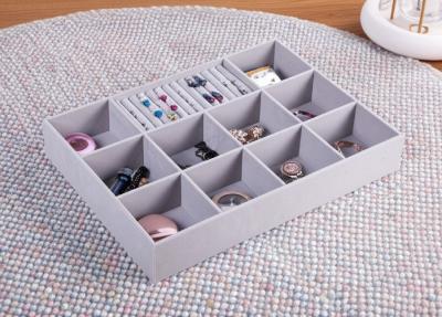 Китай Настраиваемый органайзер для ящиков с ювелирными изделиями, модульные отделения с войлочной подкладкой для хранения в гардеробе и шкафу, вставка для ювелирной коробки из МДФ ручной работы​ продается