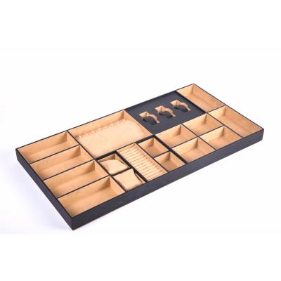 China Mjmhd Modular Jewelry Drawer Organizer Tray, 800x413mm Wardrobe & Closet Storage Box with 18 Compartments, Customizable PU Leather Lined Inserts for Rings Watches Necklaces for sale