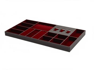Cina MJMLD YG-H024 Vassoio organizzatore modulare personalizzabile per cassetti portagioielli, 800x413x55mm, fatto a mano con pelle PU e feltro per armadio e cassettiera in vendita