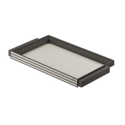China FSB Series Flat Edge Storage Basket: Leather-Wrapped Aluminum Frame, E0 MDF Lining, Custom Width 600-1000mm for Built-in Wardrobes for sale