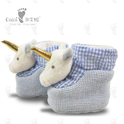 Cina Safty Soft Infant Warm Shoes Blue Cute Unicorn Shoes Plush Animal in vendita