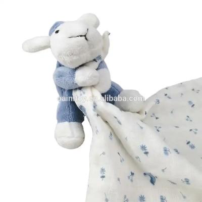China ODM OEM Animal Shape Huidvriendelijke Gaas Baby Toys Baby Schaap Pasgeboren Comforter Te koop