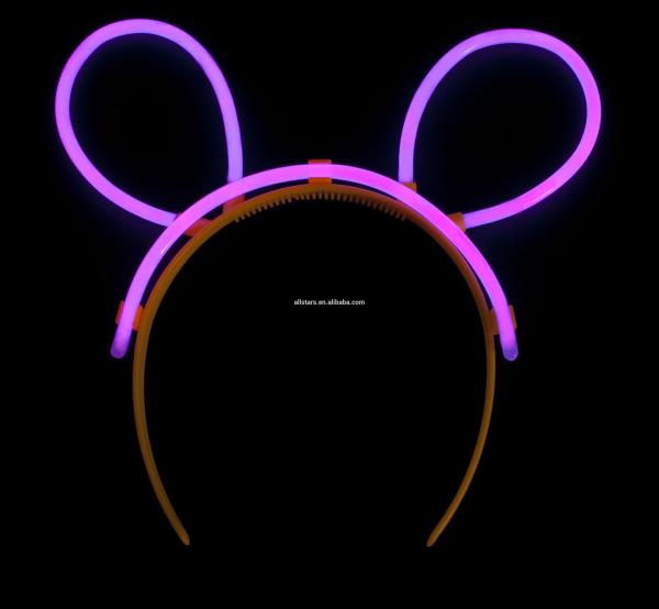 Quality PE Fluorescent Liquid Glow Stick Hairband in Assorted Colors for Party Favors 5*200mm for sale