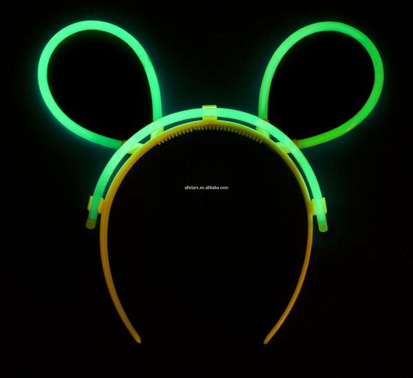 Quality PE Fluorescent Liquid Glow Stick Hairband in Assorted Colors for Party Favors 5 for sale
