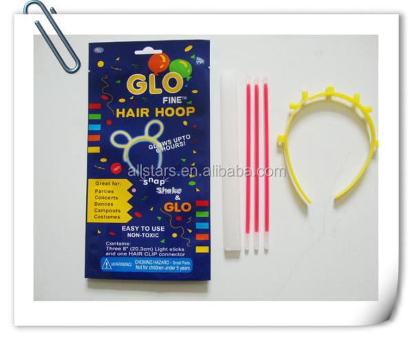 Quality PE Fluorescent Liquid Glow Stick Hairband in Assorted Colors for Party Favors 5 for sale