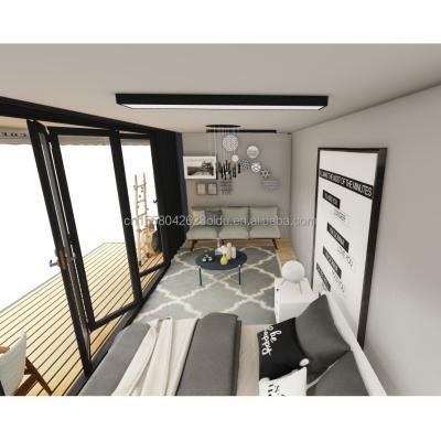 China Log 20ft Eco-vriendelijk Flat Pack Container House Prefabricated Duurzame constructie Stalen structuur Veerkrachtig Regen Wind Sneeuwwinkel Te koop