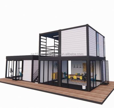 China Wall 50/75/100mm Wave Sandwich Panel Customizable 20ft Container House Combination Three Bedrooms Four Bedroom Prefab with Carport Living Apart for sale