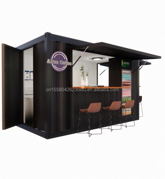 Quality Shop Supermarket 10-12FT Container Mobile Cafe Steel Structure with Wooden for sale