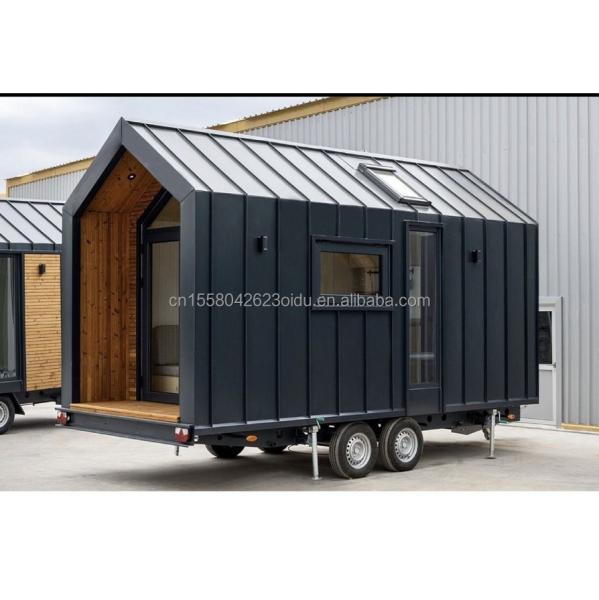 Quality 50/75/100mm Wave Sandwich Panel Modular Steel Structure Prefabricated Shipping Mobile Kitchen Restaurant Container House on Wheels for sale