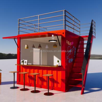 China Shop professioneller kundenspezifischer Behälter Kaffeeshop Bar Fast-food Restaurant Convenience Store Kiosk Booth mit Aluminium-Legierungsfenstern zu verkaufen