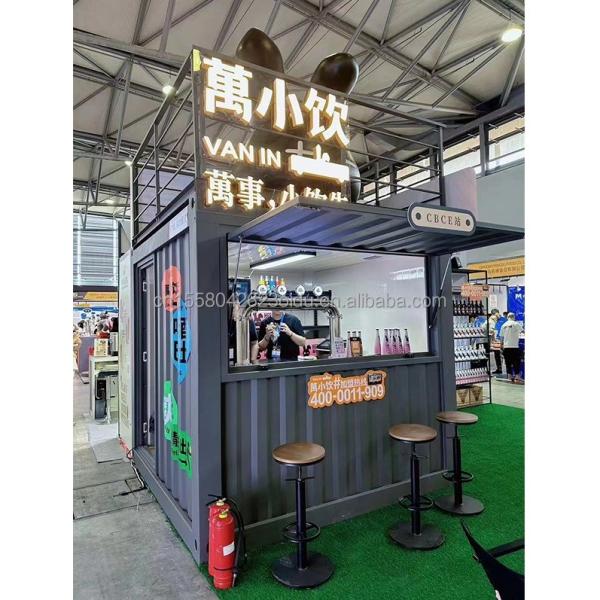 Quality 10ft Mini Pop Up Shop Container House Restaurant Shop Street Food Kiosk Container with Galvanized Steel Square Tubes for sale