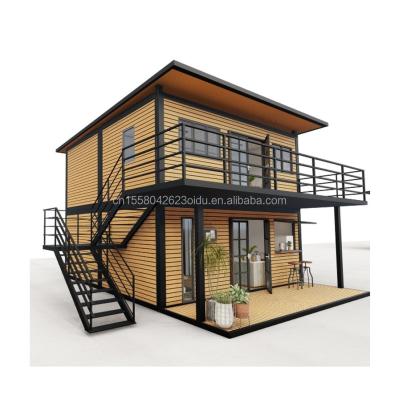 China Gegalvaniseerd stalen buiging 180g Moderne houten huizen 4 slaapkamers Bilayer Prefab stalen uitbreidbare container huis ontwerp voor winkelcentrum Te koop