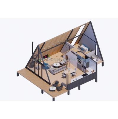 China Moderne stalen frame gegalvaniseerd stalen buiging 180g kleine prefab huis voor familie vakantie of hotel Te koop