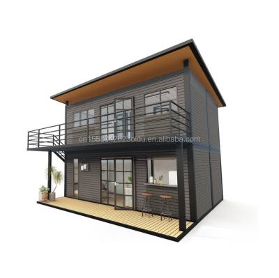 China Hoofdstructuur Houten gegalvaniseerde stalen vierkantbuizen 4 slaapkamers Bilayer Prefab Uitbreidbaar Containerhuis Ontwerp voor winkelcentrum Te koop