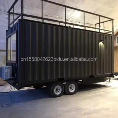 China Customized Color Galvanized Steel Bending 180g Fast-Food Restaurant and Pop-Up Shop Mini Store Tiny Mobile Shop with Wheels for sale