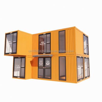 Cina Moderna casa di contenitori con pareti di vetro a due piani con pannello sandwich a onde da 50/75/100 mm furgone in acciaio pieghevole smontabile per ufficio in vendita