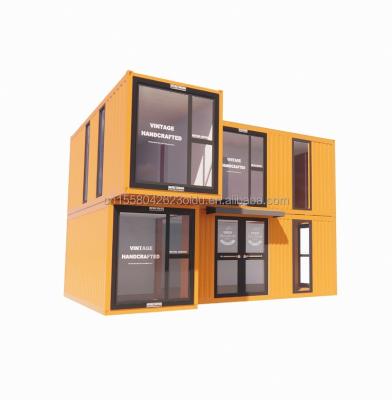 China s Modern Double-Story Glass Walls Container House using 50/75/100mm Wave Sandwich Panel Detachable Collapsible Steel Van for Office for sale