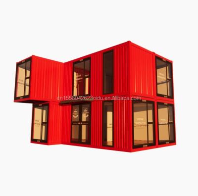 China s Modern Double-Story Glass Walls Container House using 50/75/100mm Wave Sandwich Panel Detachable Collapsible Steel Van for Office for sale