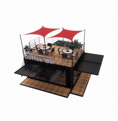 China Winkel 20ft Park BBQ Container Mobiele Draagbare Assembly Coffee Bar Houten huis met 50/75/100mm Wave Sandwich Panel Wanden Te koop
