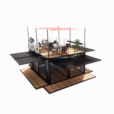 China Winkel 20ft Park BBQ Container Mobiele Draagbare Assembly Coffee Bar Houten huis met 50/75/100mm Wave Sandwich Panel Wanden Te koop