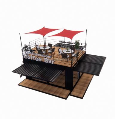 China Winkel 20ft Park BBQ Container Mobiele Draagbare Assembly Coffee Bar Houten huis met 50/75/100mm Wave Sandwich Panel Wanden Te koop