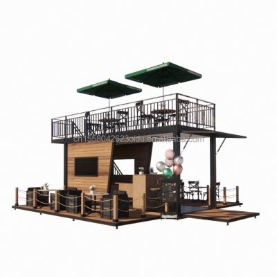 China 20ft Pop Up Container Bar And Coffee Shop Modular Movable Convenience Store Steel Frame With Galvanized Steel Bending for sale