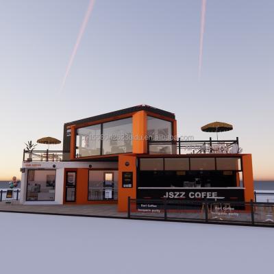 Cina Negozio di contenitori per spedizioni modificati Casa di contenitori Negozio di caffè con tubi quadrati in acciaio galvanizzato in vendita