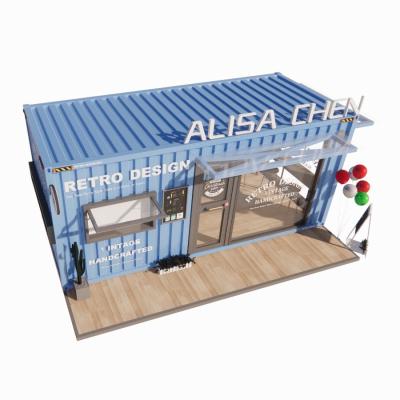 Cina Tubi quadrati in acciaio galvanizzato Case contenitori 20 piedi Chiosco portatile Prefabbricato modificato Modulare Bar di caffè Container di spedizione in vendita