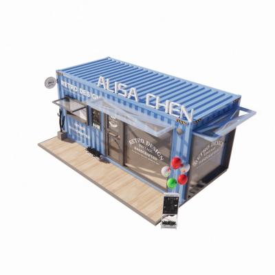 Cina Tubi quadrati in acciaio galvanizzato Case contenitori 20 piedi Chiosco portatile Prefabbricato modificato Modulare Bar di caffè Container di spedizione in vendita