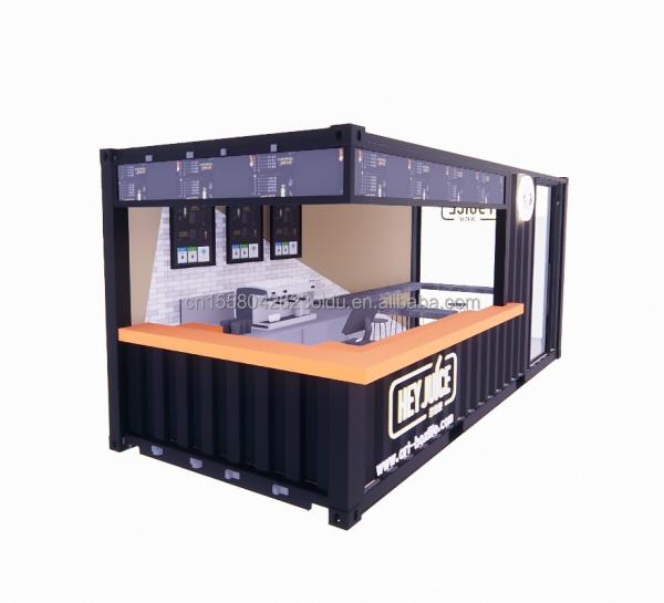 Quality Long Beach Container Coffee Bar Extendable Container Bar with Customized Color and Wall 50/75/100mm Wave Sandwich Panel for sale
