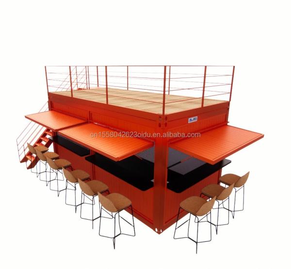 Quality 20ft Custom Flat Packaging Quick Installation Wooden Container Prefabricated House Garden Bar with Galvanized Steel Square Tubes for sale