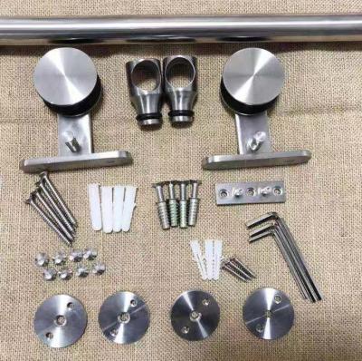China Stainless steel 304 sliver frameless glass sliding door system bathroom glass fitting barn door hardware for sale