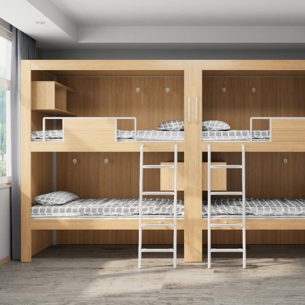Quality 4000 X 900 X 2400mm Wooden Color Fashion Bunk Bed For Youth Hostel for sale