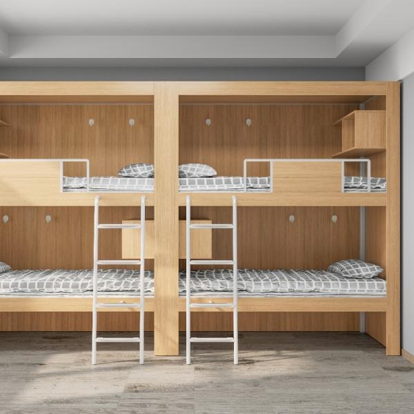 Quality 4000 X 900 X 2400mm Wooden Color Fashion Bunk Bed For Youth Hostel for sale