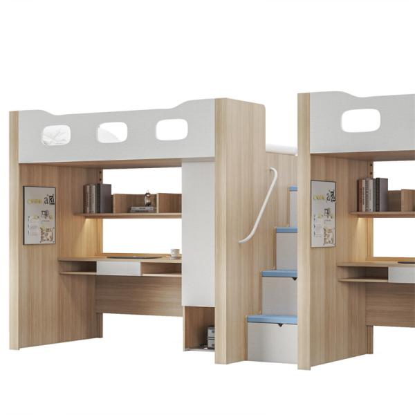 Quality Bedroom Furniture Metal Bunk Bed With Desk Wooden Post for sale