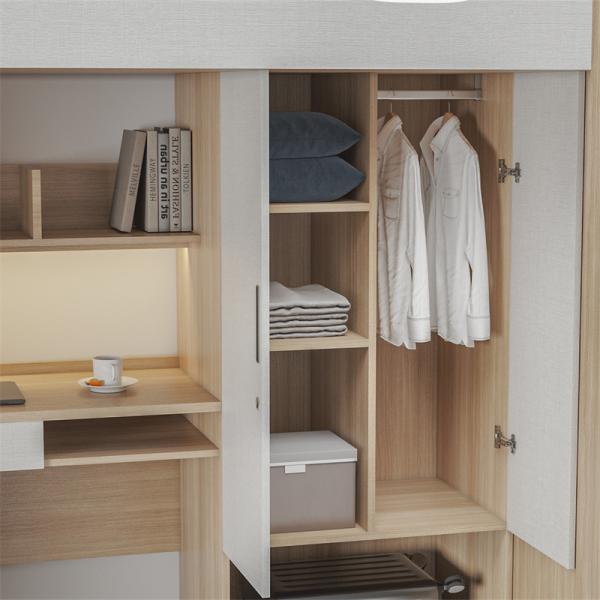 Quality Bedroom Furniture Metal Bunk Bed With Desk Wooden Post for sale