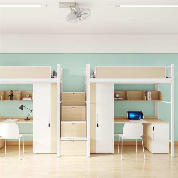 Quality Contemporary Bunk Bed With Desk For School Dormitory Furniture for sale