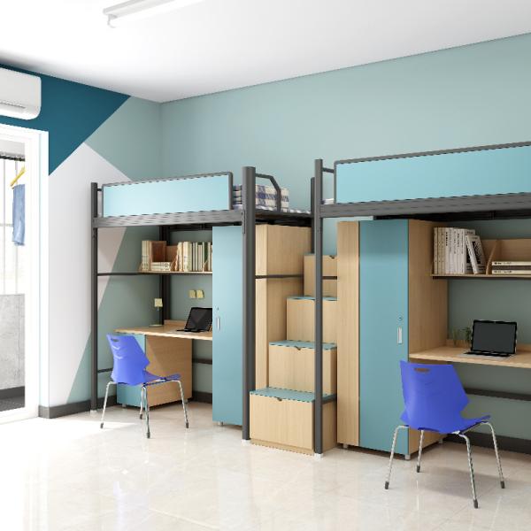 Quality ODM Service Student Bunk Bed With Stairs And Desk For School Dormitory for sale