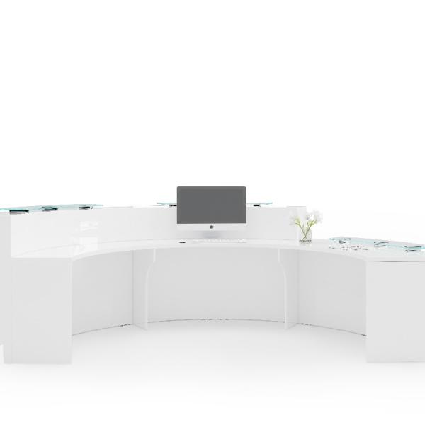 Quality High Gloss Painting Glass Top Reception Desk For Meeting Room Furniture for sale