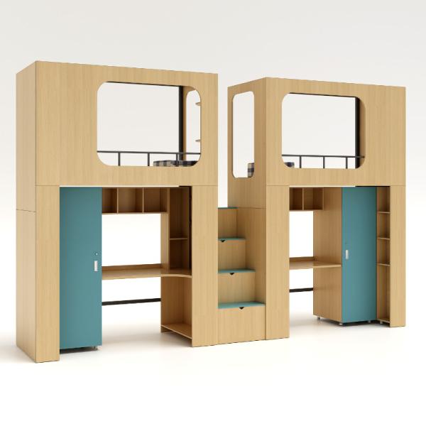 Quality Office Furniture Colorful Wood Children Bunk Bed For Kindergarten for sale