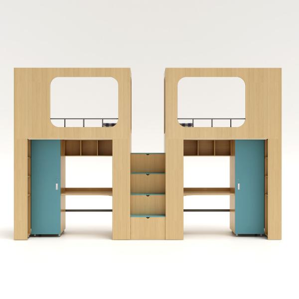 Quality Office Furniture Colorful Wood Children Bunk Bed For Kindergarten for sale