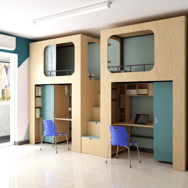 Quality Office Furniture Colorful Wood Children Bunk Bed For Kindergarten for sale