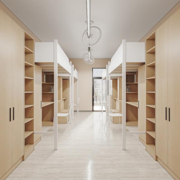 Quality Beautiful and practical student apartment bed made of wood and metal material for sale